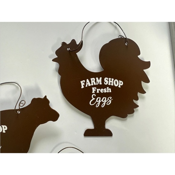 UNBRANDED | Other | Rooster Chicken Cow Pig Ornament Set Country Rustic ...